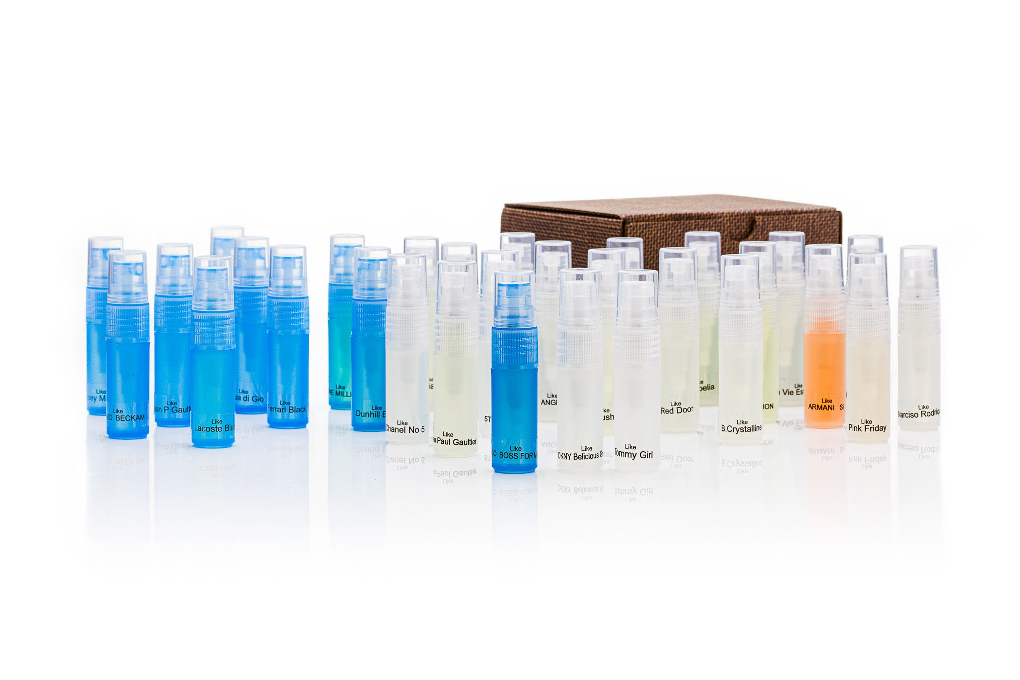 Standard sample box with 30 Top Sellers – Top Fragrances